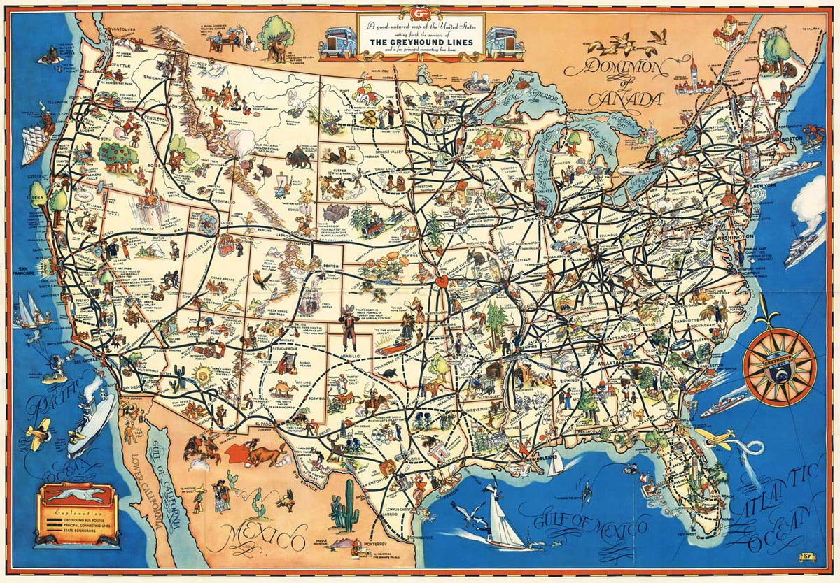 Map of the Greyhound Lines – Mosaic Puzzles