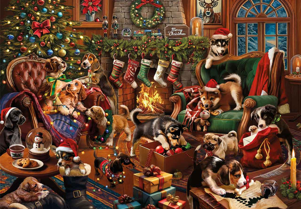 Merry Mayhem at the Fireplace – Mosaic Puzzles