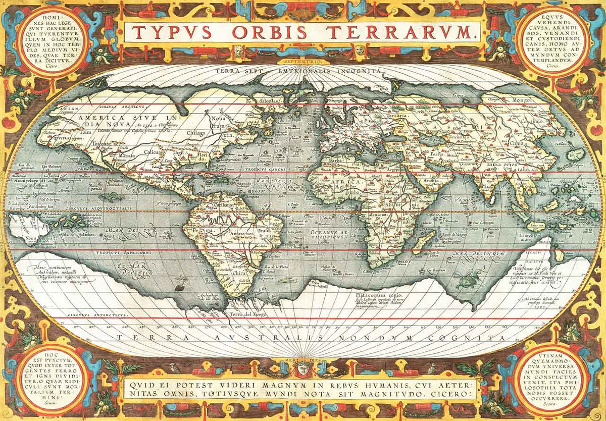 World Map of 1587–1595 by Abraham Ortelius – Mosaic Puzzles